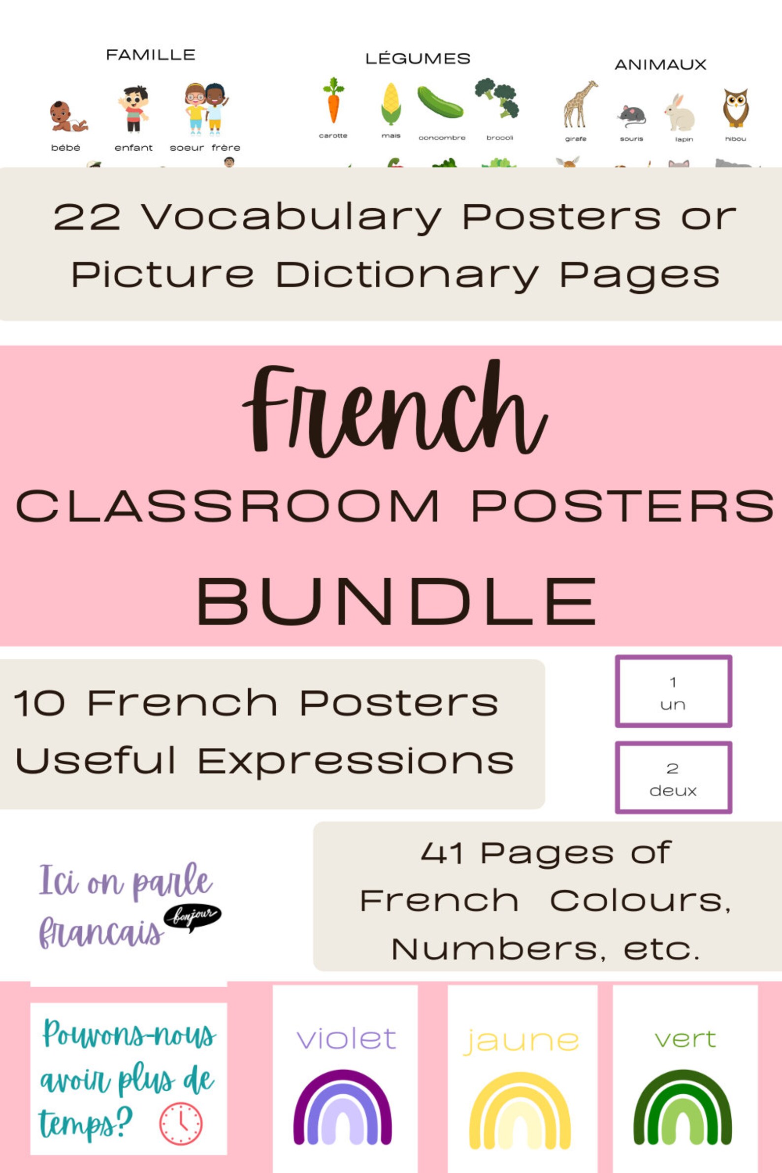 Affiches Pour La Classe French Classroom Poster BUNDLE French Classroom ...