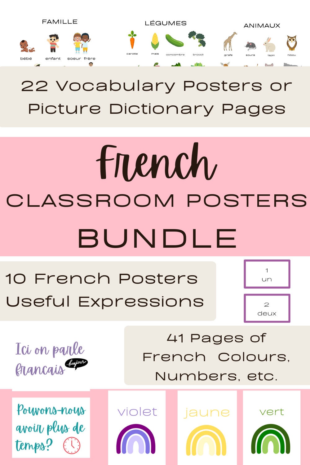 Affiches Pour La Classe French Classroom Poster BUNDLE French Classroom ...