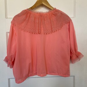 Vintage Pink Frilly Tie Closure Lingerie Top Poly Quarter Sleeve - Etsy