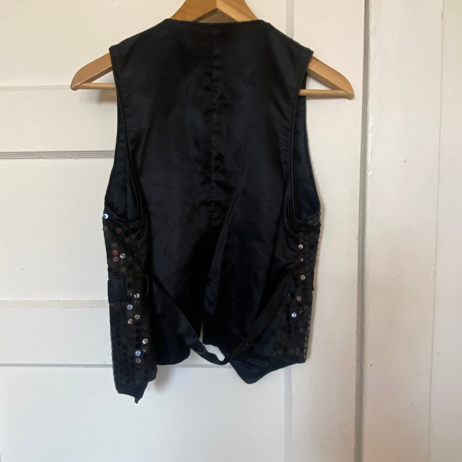 Vintage Black Sequin Vest Silky Back Cabaret Nightlife - Etsy