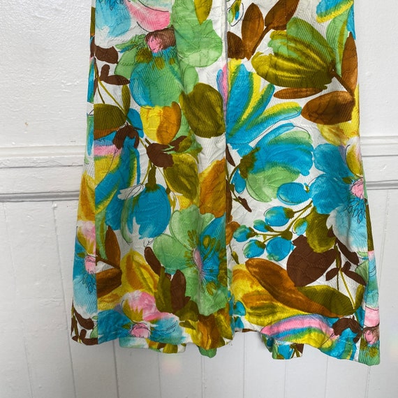 Vintage 1960s Flutterbye Green Blue Floral Tank Mini… - Gem