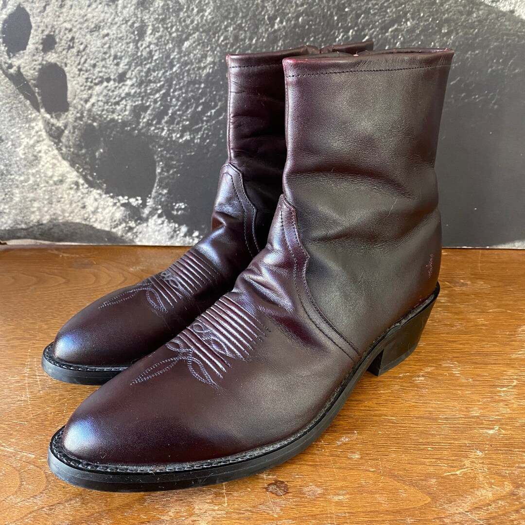 Tony Lama 8 Men's Oxblood Red Western Boot Zip Closure Ankle Length ...