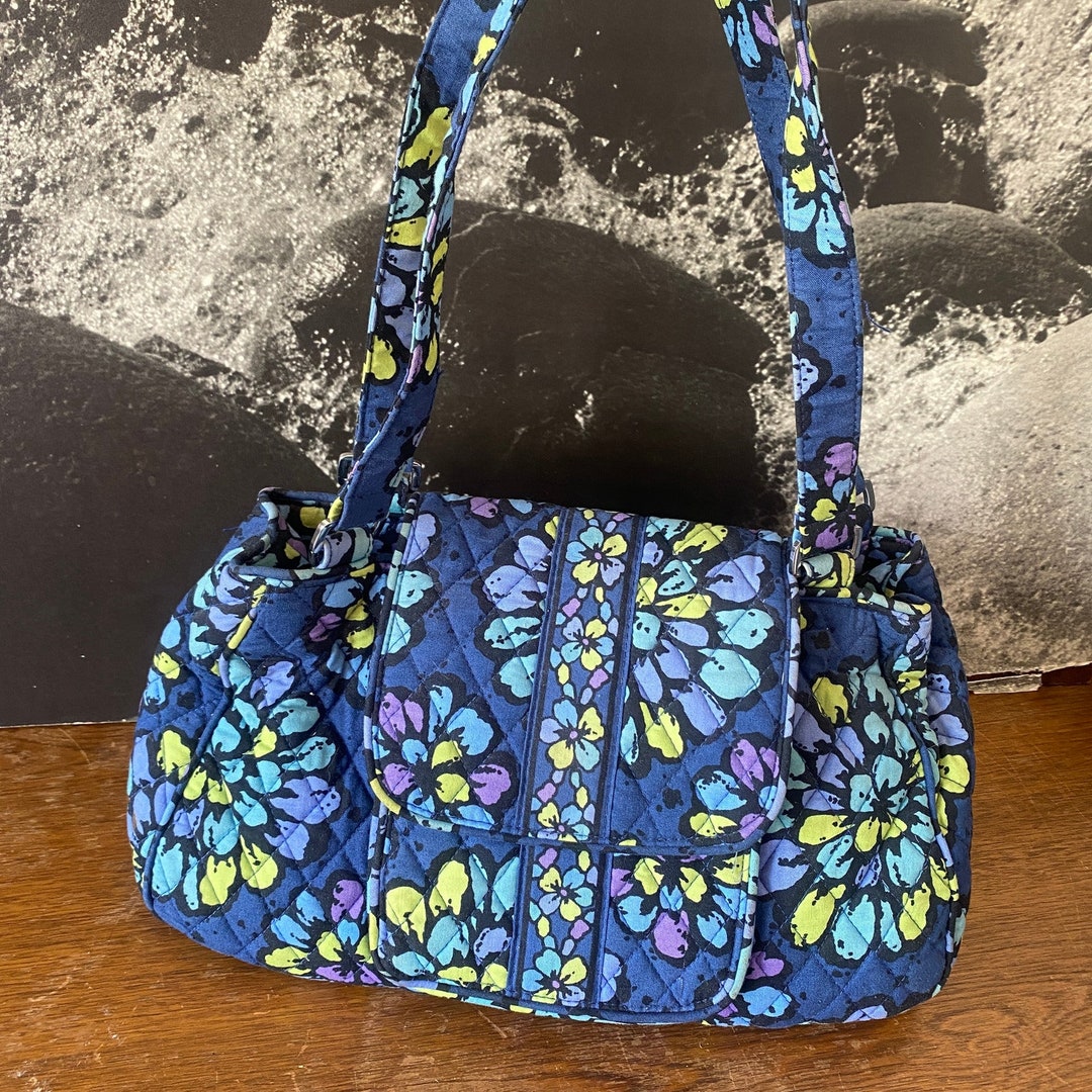 Vera Bradley Blue Green Floral Pattern Cloth Purse Medium Size Colorful ...