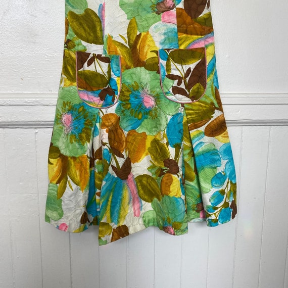 Vintage 1960s Flutterbye Green Blue Floral Tank Mini… - Gem