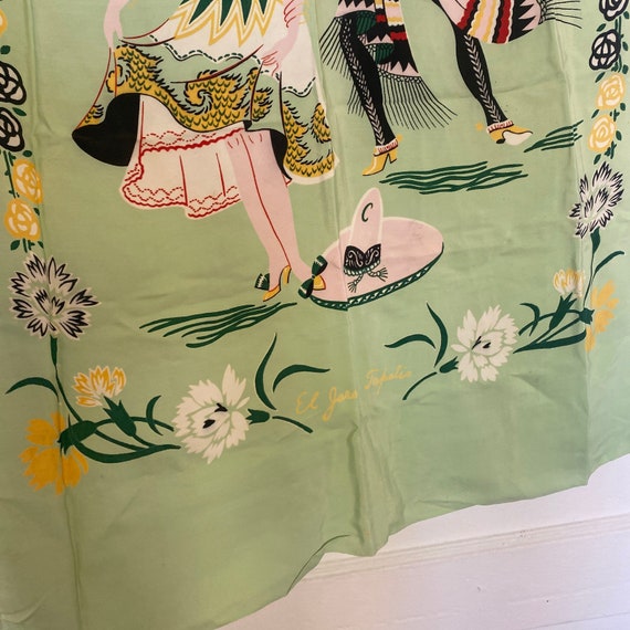Vintage Travel Scarf Mexico El Jarabe Tapatio Hat Dan… - Gem