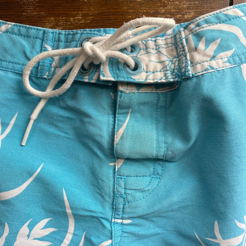 Aqua Blue Floral Cotton Booty Shorts Tie Closure Summer Spring Small - Etsy