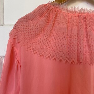 Vintage Pink Frilly Tie Closure Lingerie Top Poly Quarter Sleeve - Etsy