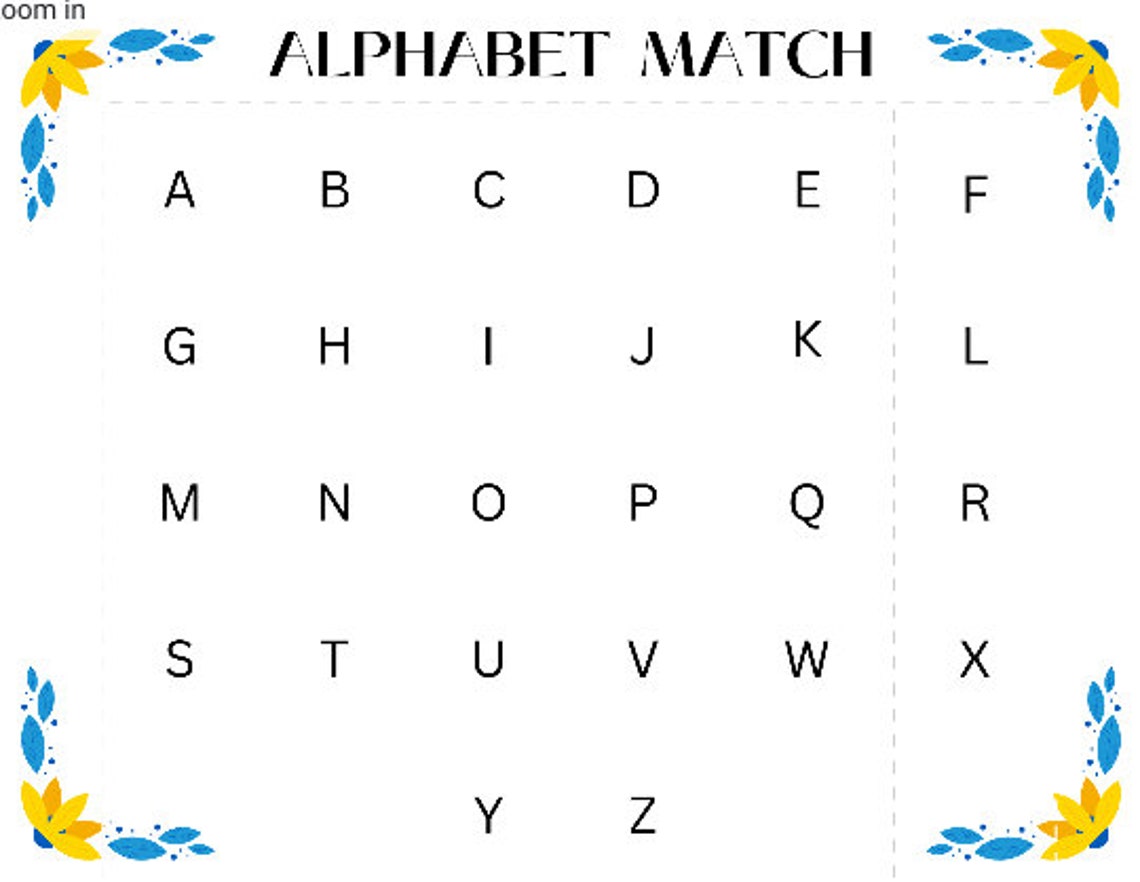 Alphabet Match Printable Set - Etsy