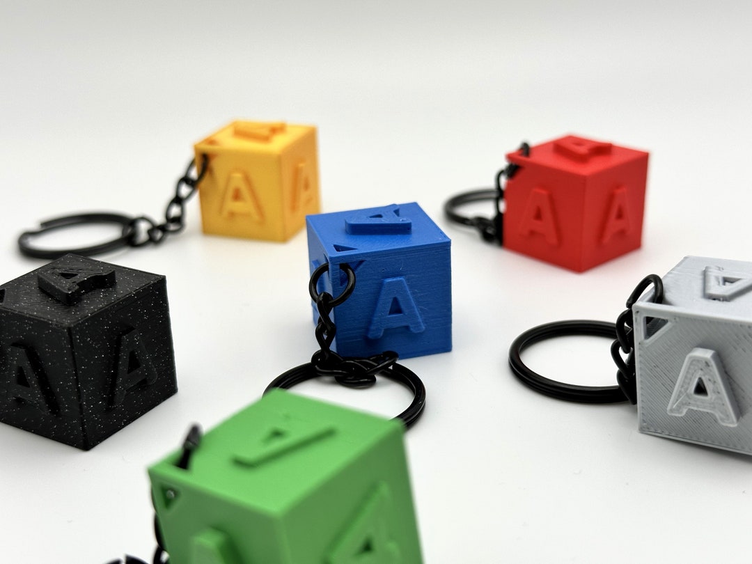 Personalized 3D Cube Keychain · Custom Initial · Single Letter · 3D ...