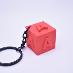 Personalized 3D Cube Keychain · Custom Initial · Single Letter · 3D ...