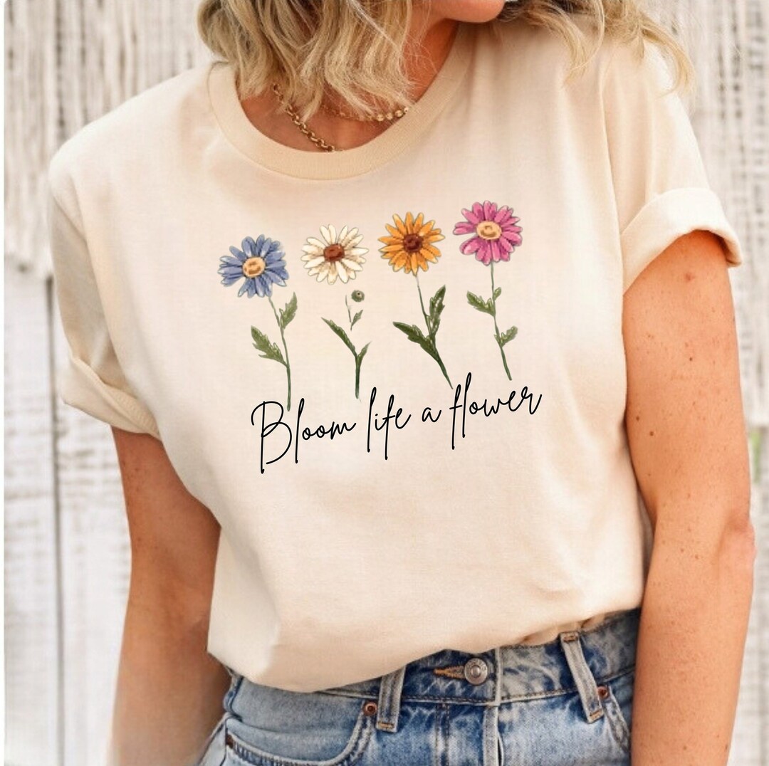 Flower Shirt, Gift for Her, Flower Shirt Aesthetic, Floral Graphic Tee ...