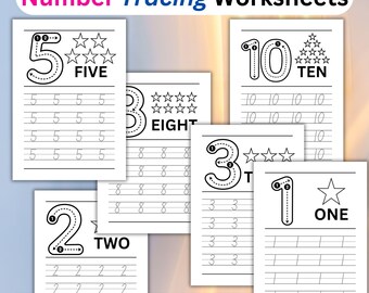 10 Number Tracing Worksheets, Traceable Numbers, Preschool Worksheets ...