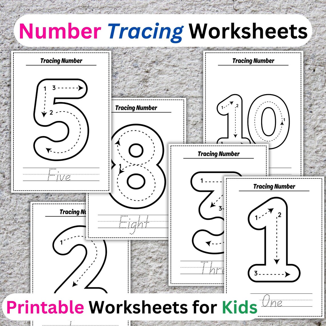 10 Number Tracing Worksheets, Traceable Numbers, Preschool Worksheets ...