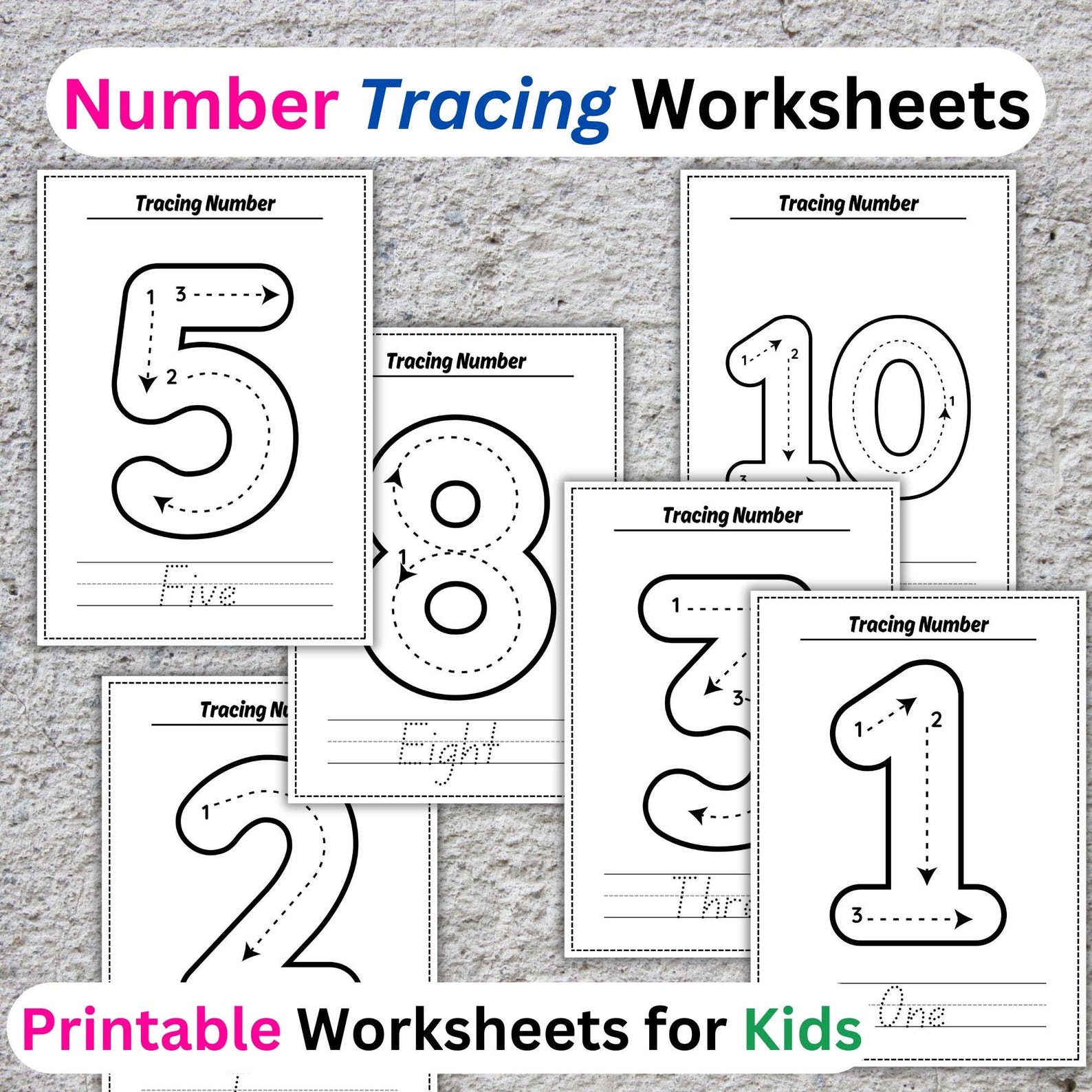 10 Number Tracing Worksheets, Traceable Numbers, Preschool Worksheets ...