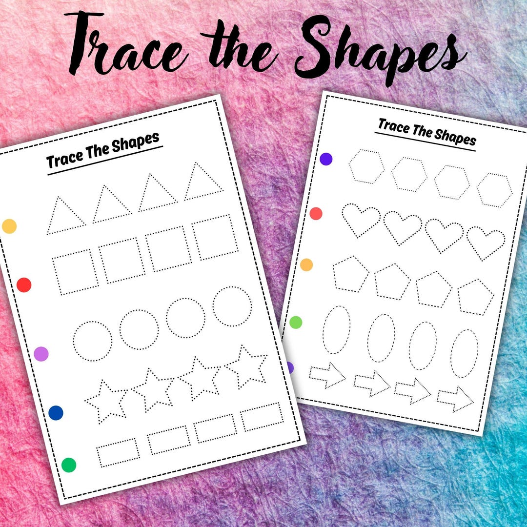 10 Preschool Shape Tracing Worksheets Bundle, Shape Trace Page ...
