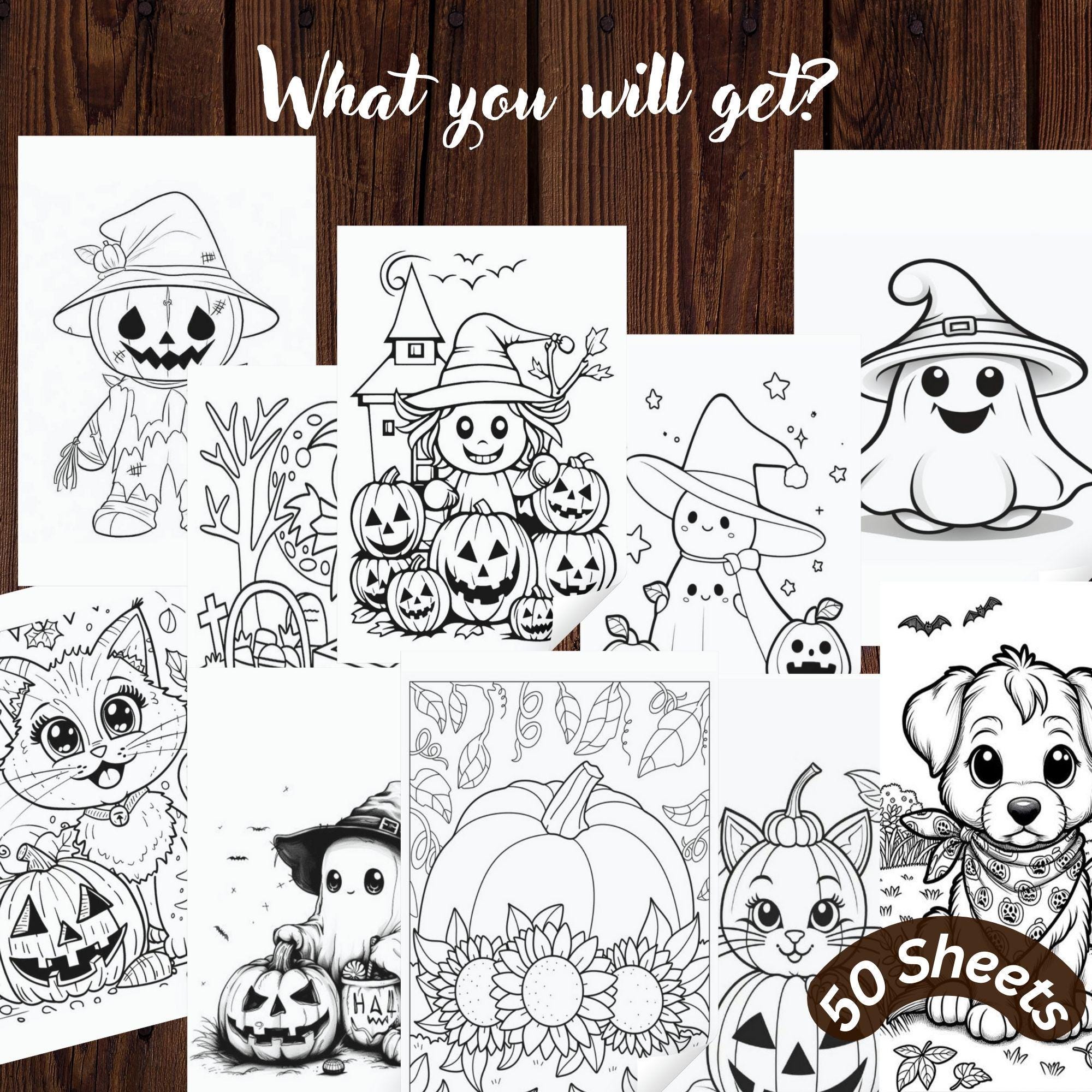 50 Halloween Printable Coloring Pages Kids Halloween Printable Coloring ...