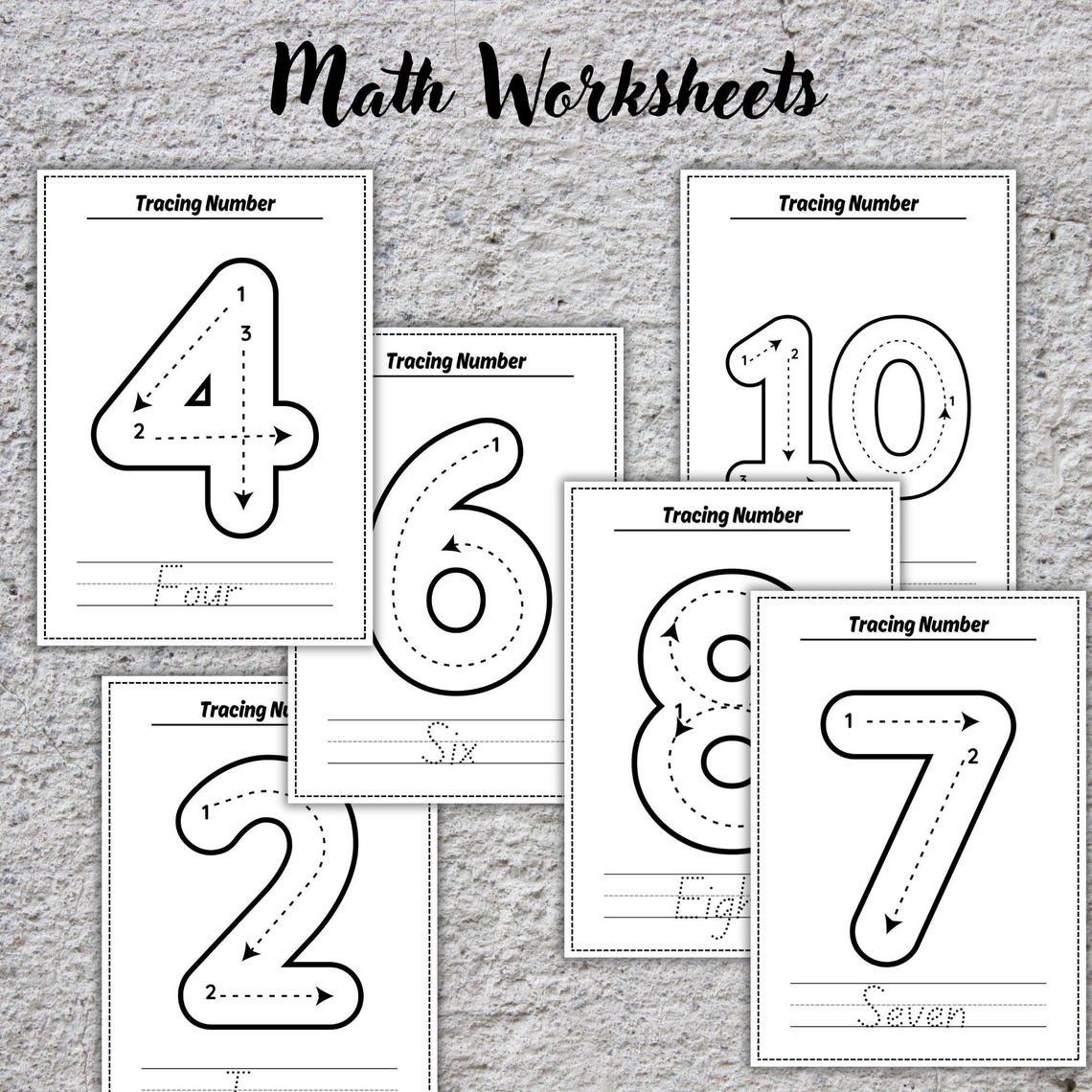 10 Number Tracing Worksheets, Traceable Numbers, Preschool Worksheets ...