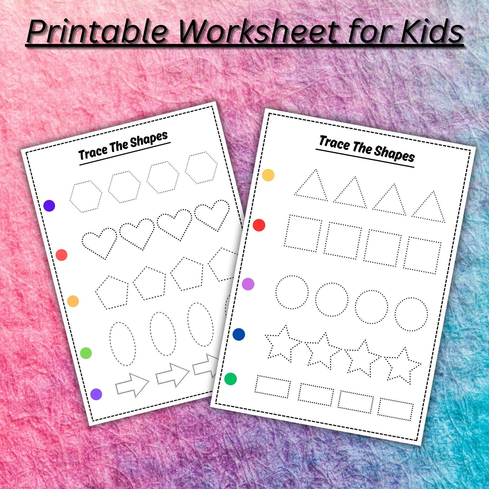 10 Preschool Shape Tracing Worksheets Bundle, Shape Trace Page ...