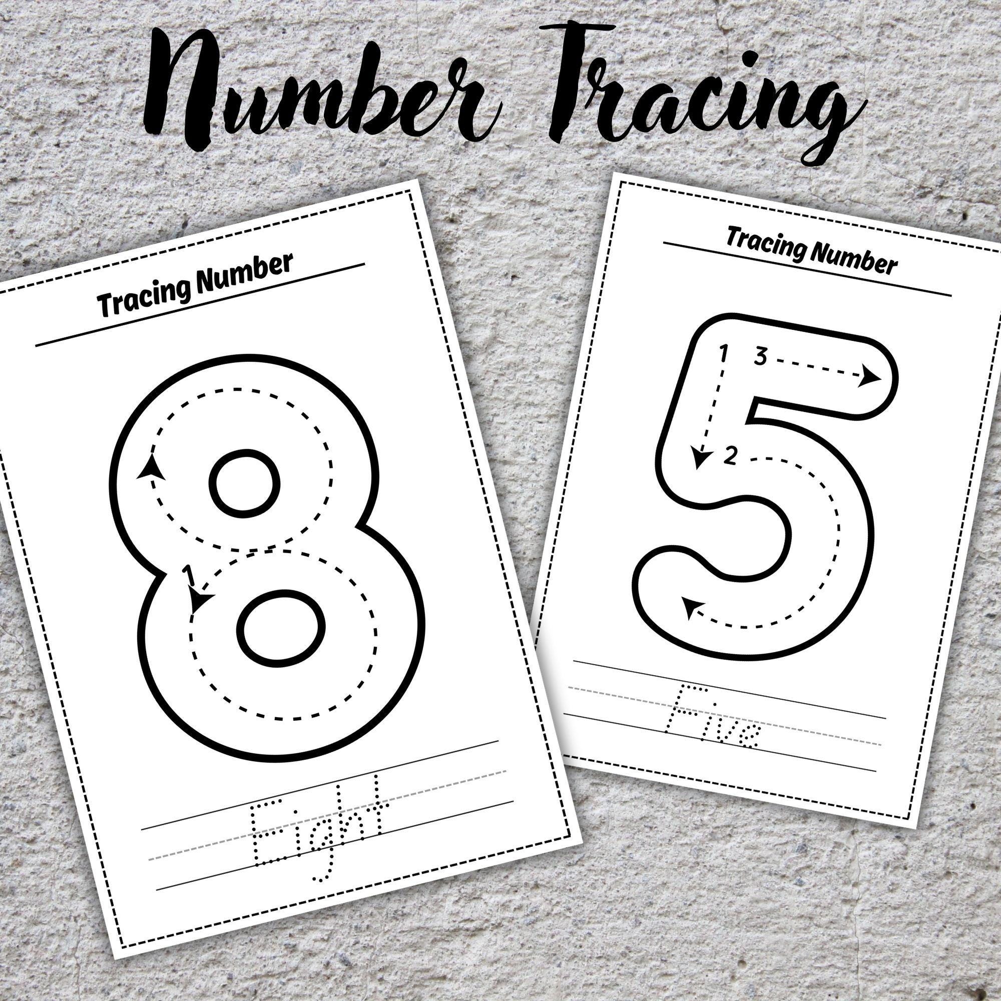 10 Number Tracing Worksheets, Traceable Numbers, Preschool Worksheets ...