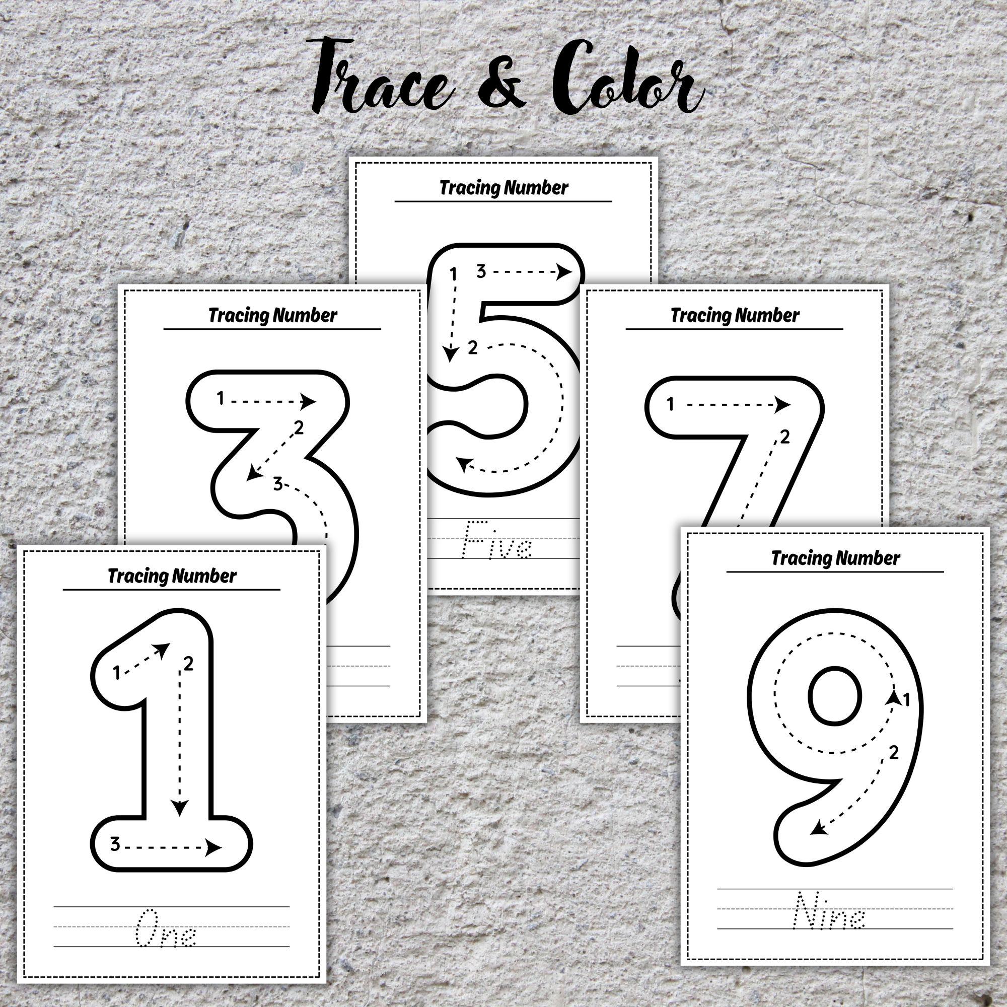 10 Number Tracing Worksheets, Traceable Numbers, Preschool Worksheets ...