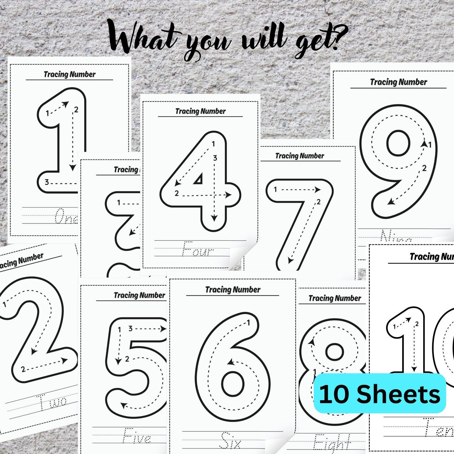 10 Number Tracing Worksheets, Traceable Numbers, Preschool Worksheets ...