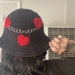 Crochet Bucket Hat, Heart Bucket Hat, Handmade Bucket Hat, Black Bucket ...