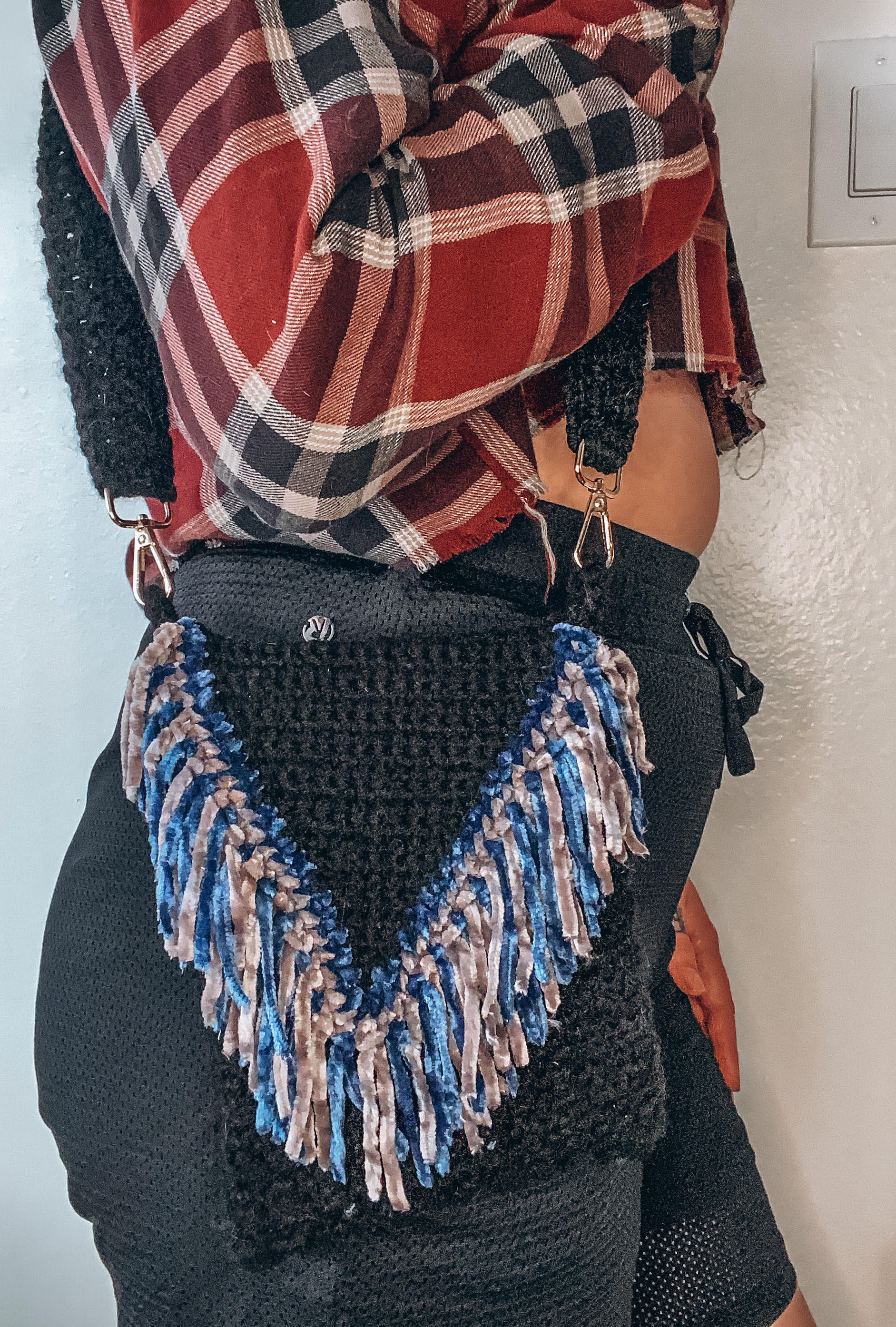 Crochet Fringe Crossbody Bag, Crochet Boho Fringe Hip Bag, Handmade ...