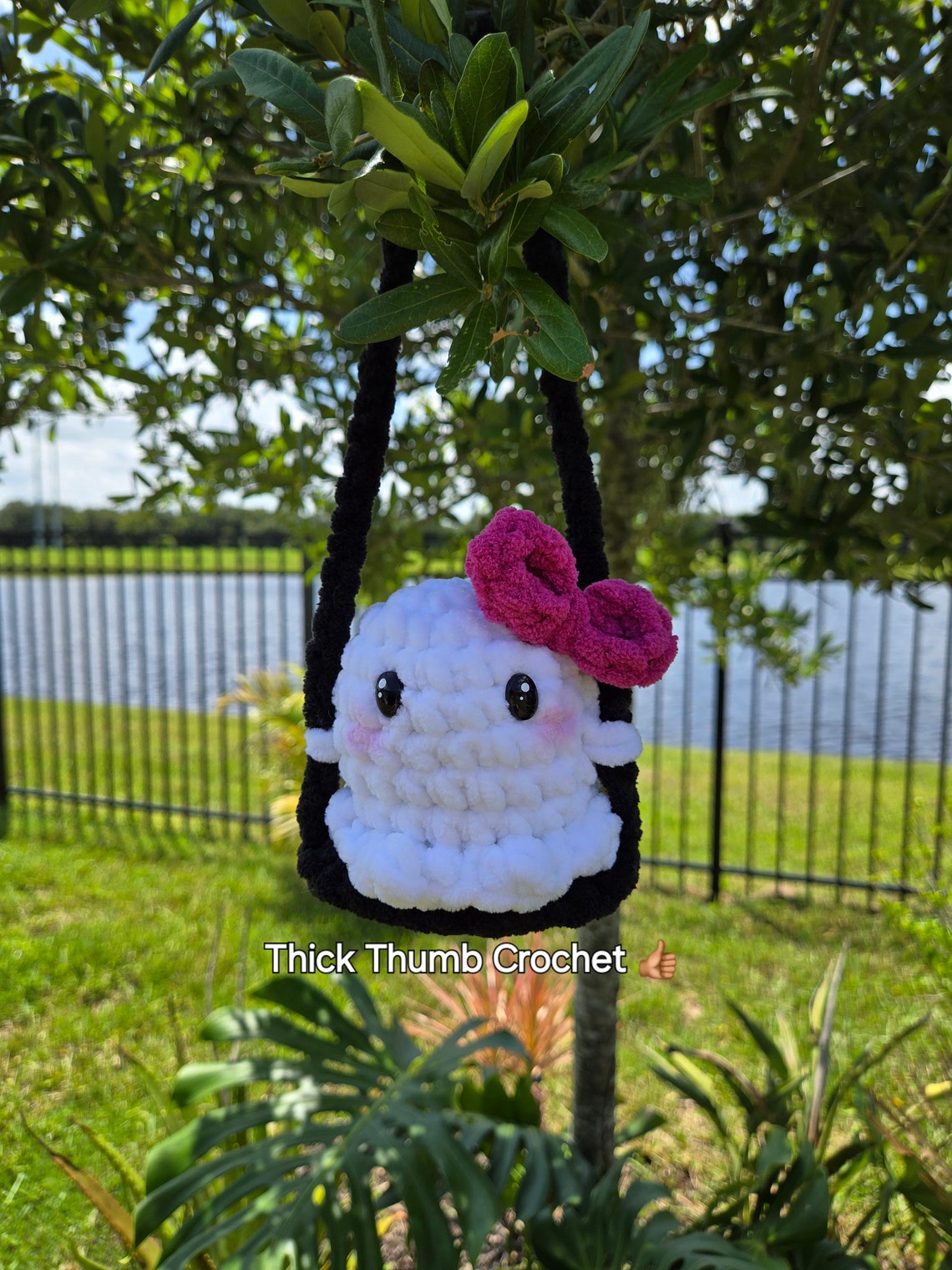 Cute Swinging Ghost, Plushie Ghost With a Bow, Ghost Pair on a Swing ...