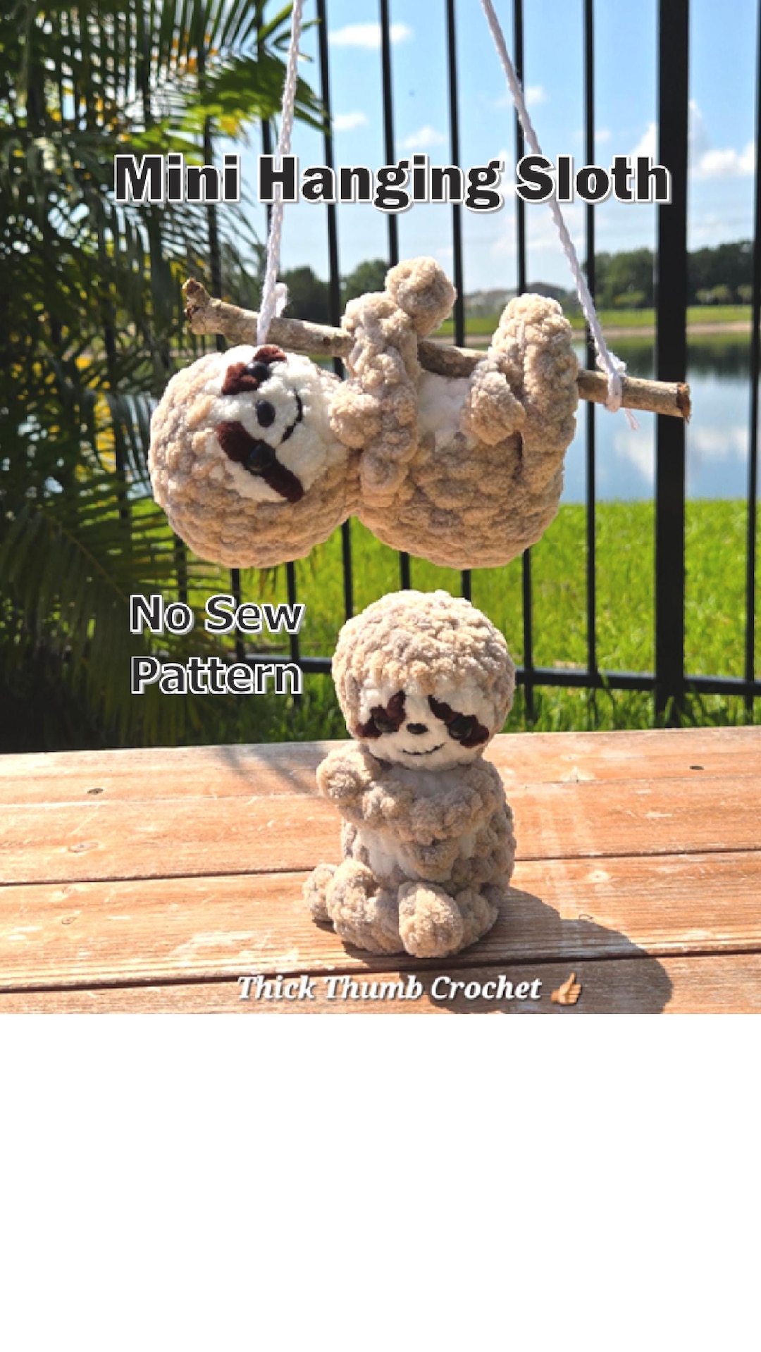 Mini Sloth Crochet Pattern, No Sew Hanging Sloth, Create Cute Amigurumi ...