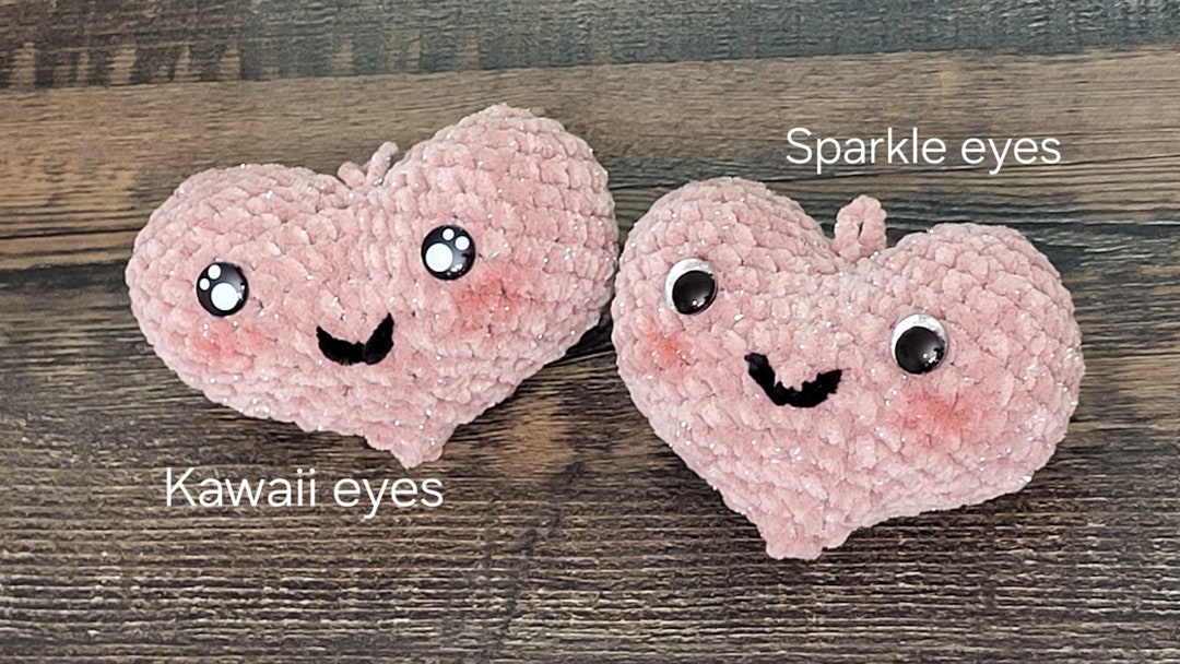 Crochet Heart, Sparkle Pink, Soft Plushie, Happy Heart, Kawaii Heart ...