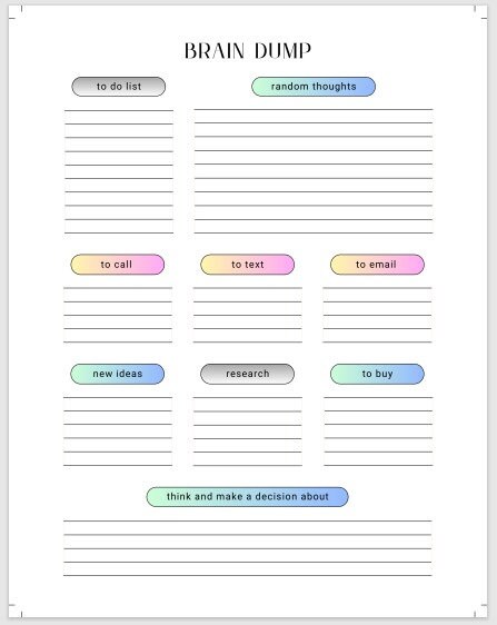 Brain Dump Digital Pdf Printable Minimalist Productivity - Etsy