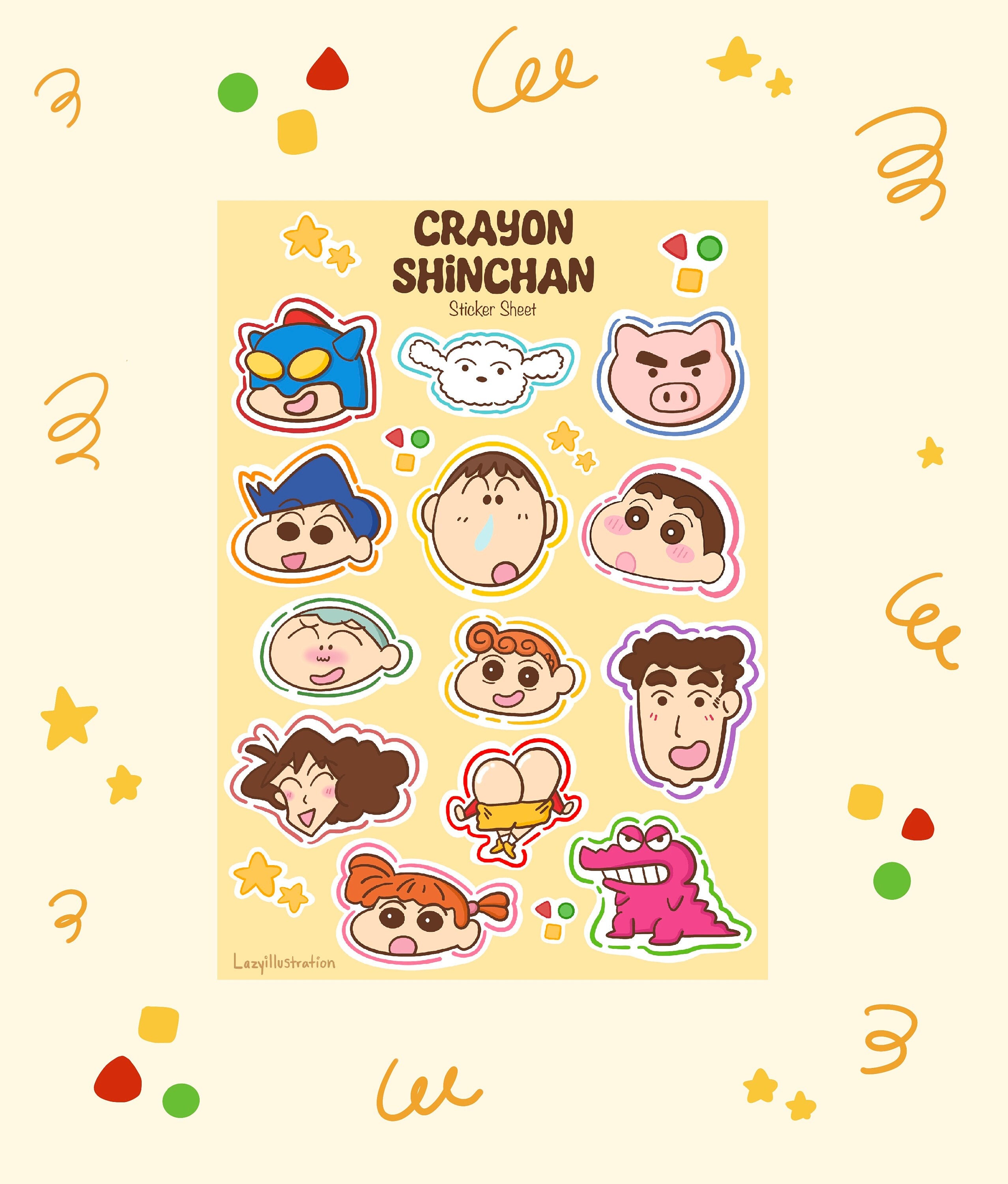 Crayon Shin Chan Sticker Sheet - Etsy