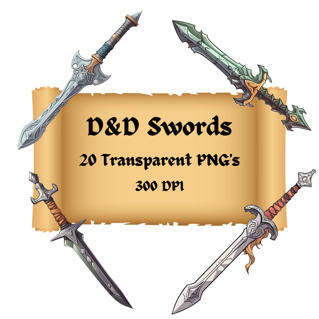 Sword Clipart Fantasy Images | Pack of 20 Png's | D&d/medieval Style ...