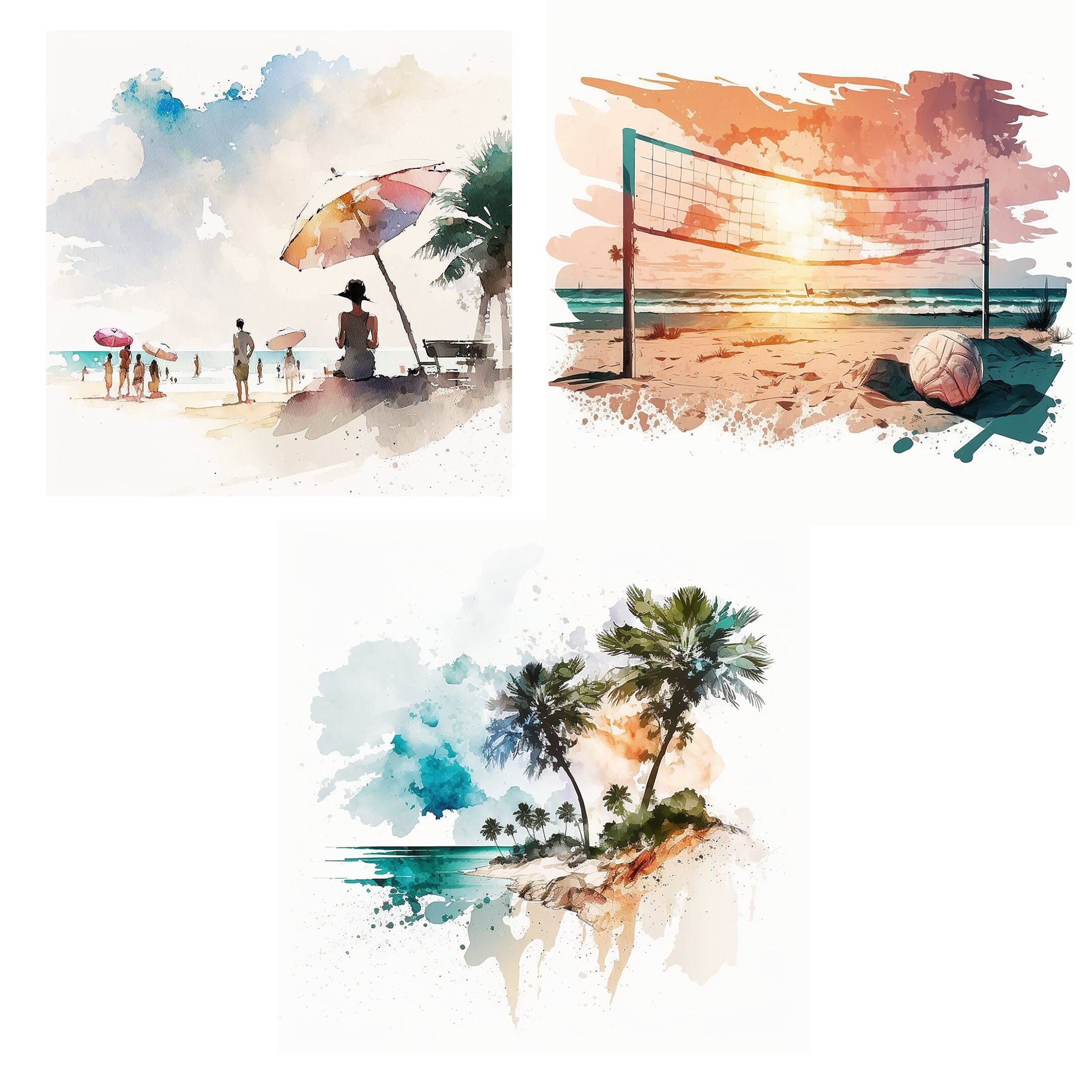 Watercolor Beach Clipart Beach Images Digital Planner Travel Clipart ...