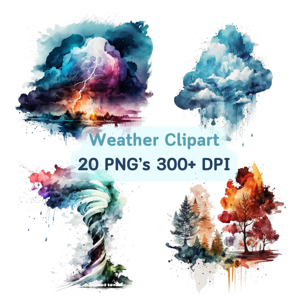 Watercolor Weather Clipart Transparent PNG Travel Clipart for Digital ...