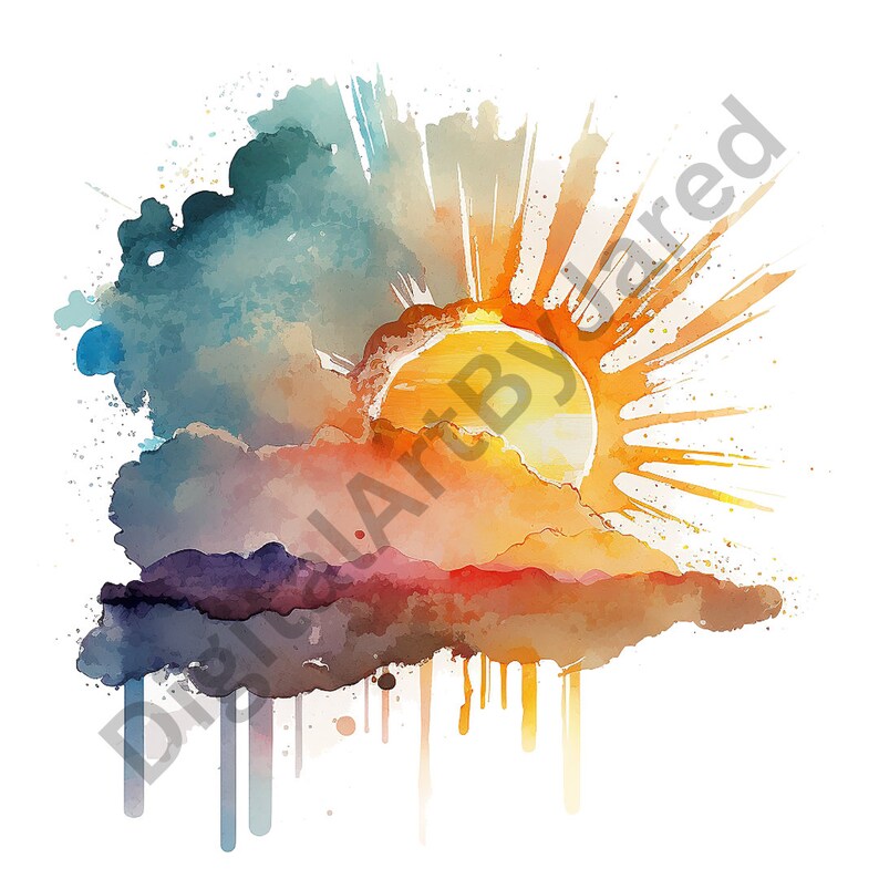 Watercolor Weather Clipart Transparent PNG Travel Clipart for Digital ...