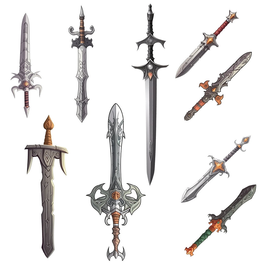Sword Clipart Fantasy Images | Pack of 20 Png's | D&d/medieval Style ...