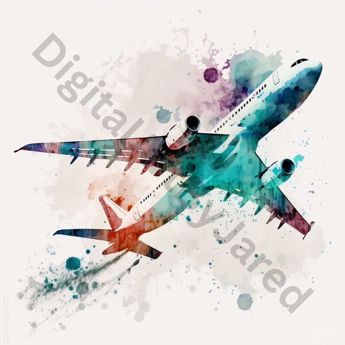 Watercolor Airplane Clipart Travel Images Watercolor Png's | Set of 20 ...