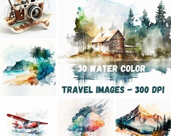 Watercolor Beach Clipart Beach Images Digital Planner Travel Clipart ...