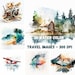 Watercolor Travel Clipart Png's Adventure Clipart | Set of 30 Images ...