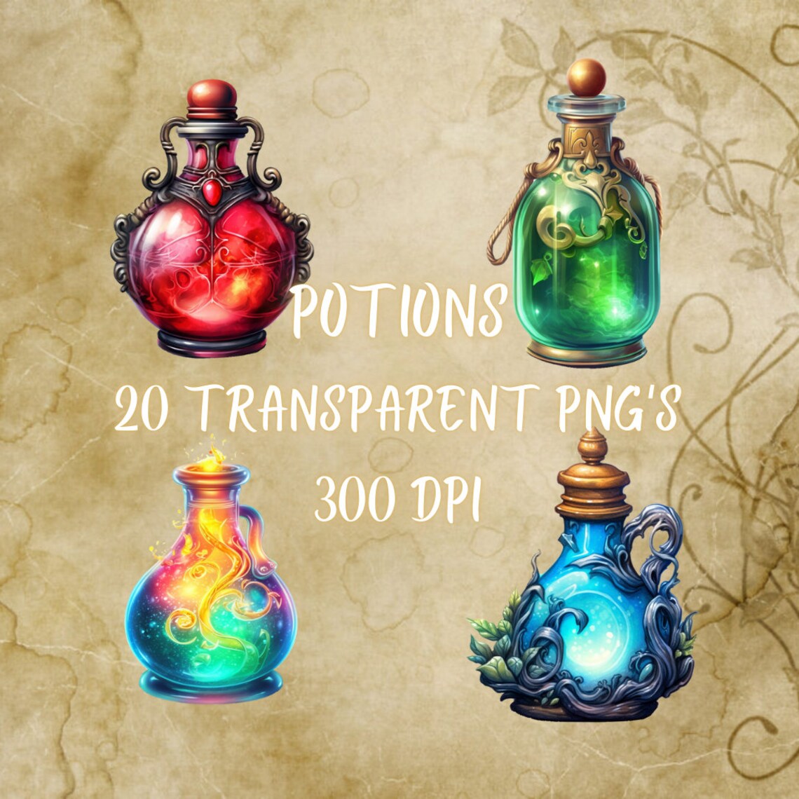 Potion Clipart Dnd Png's Fantasy Clipart | Pack of 20 Images | D&d ...
