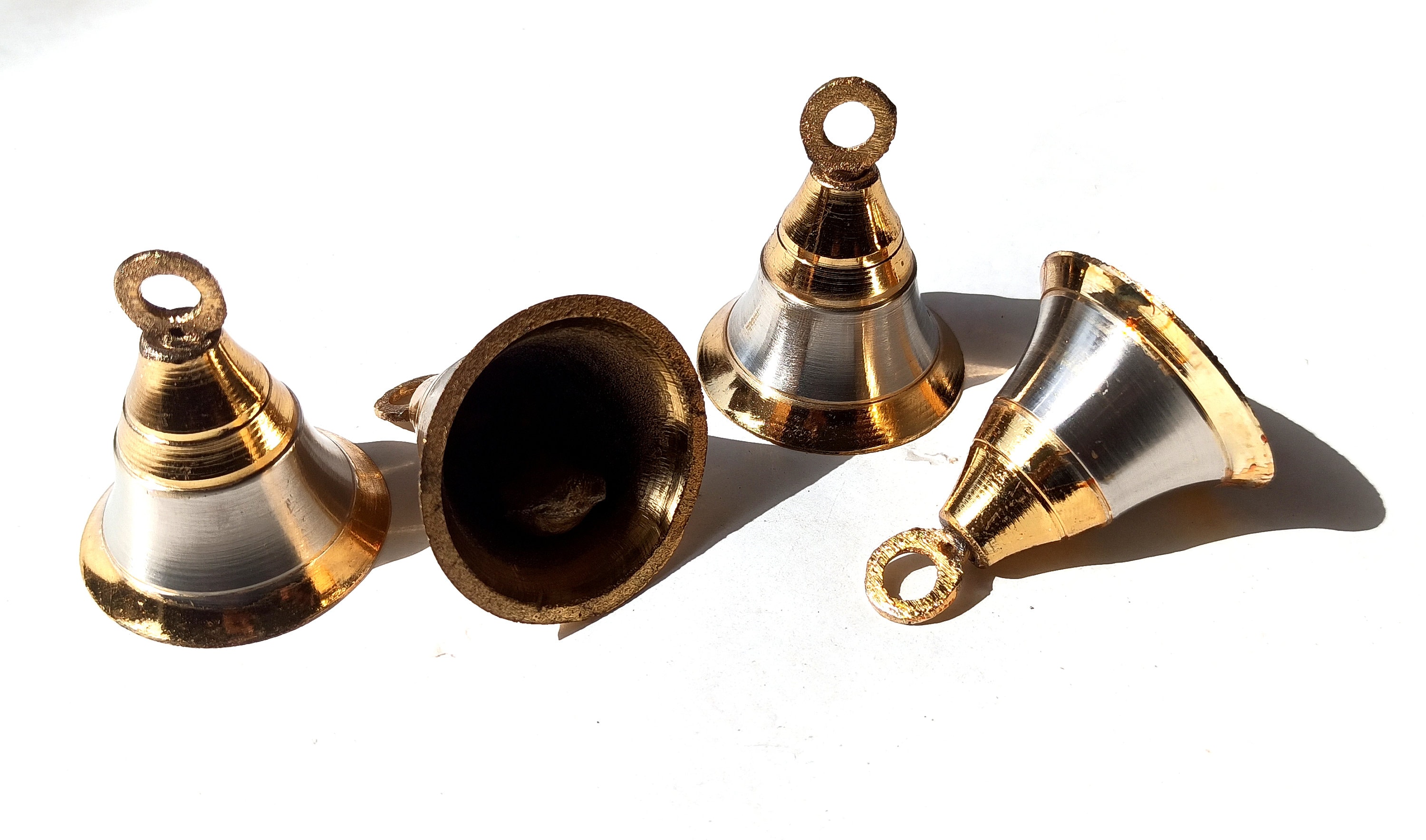 Solid Brass Bells for Home Decor 2 Inch Size Set of 6 With Hooks ...