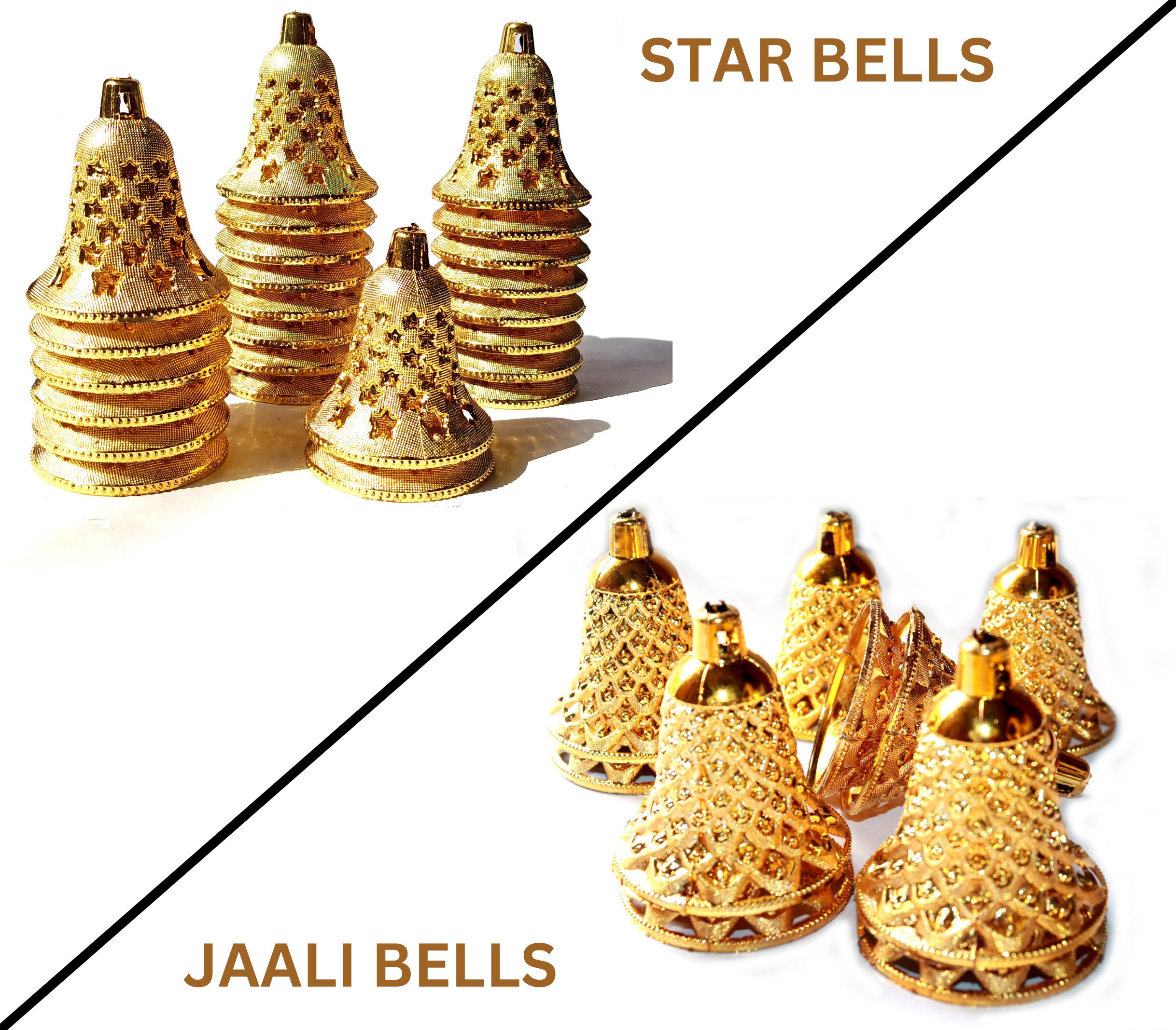Garland Plastic Bells for Crafts Home Decor Golden Hanging Bell 2.5 ...