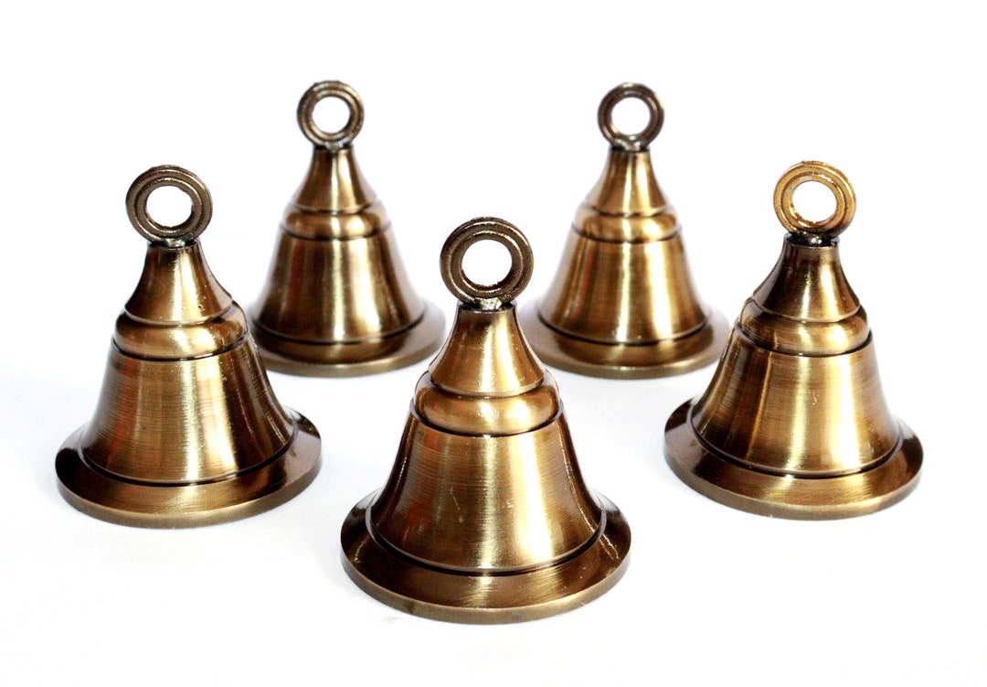 Antique Brass Bells With Hooks: 2.4" Hanging Ornaments - Etsy