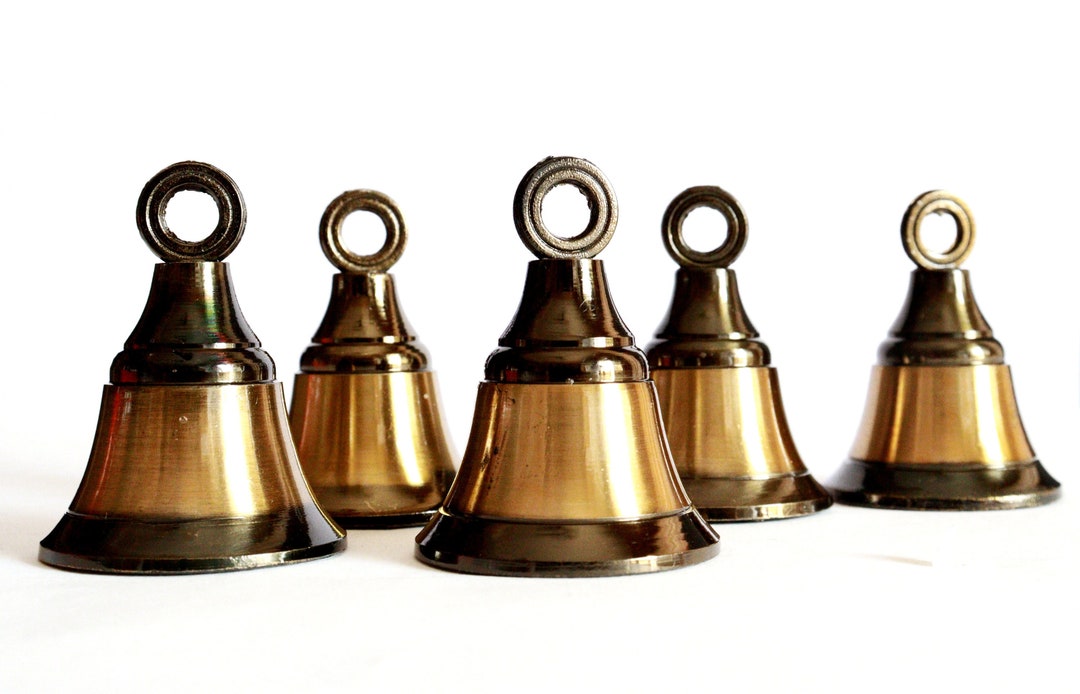 Antique Look Brass Bells With Hooks for Home, 2 Inch Size Christmas ...