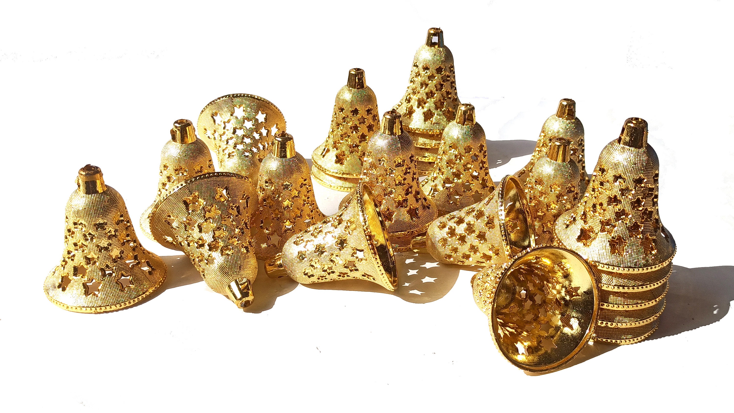 Garland Plastic Bells for Crafts Home Decor Golden Hanging Bell 2.5 ...