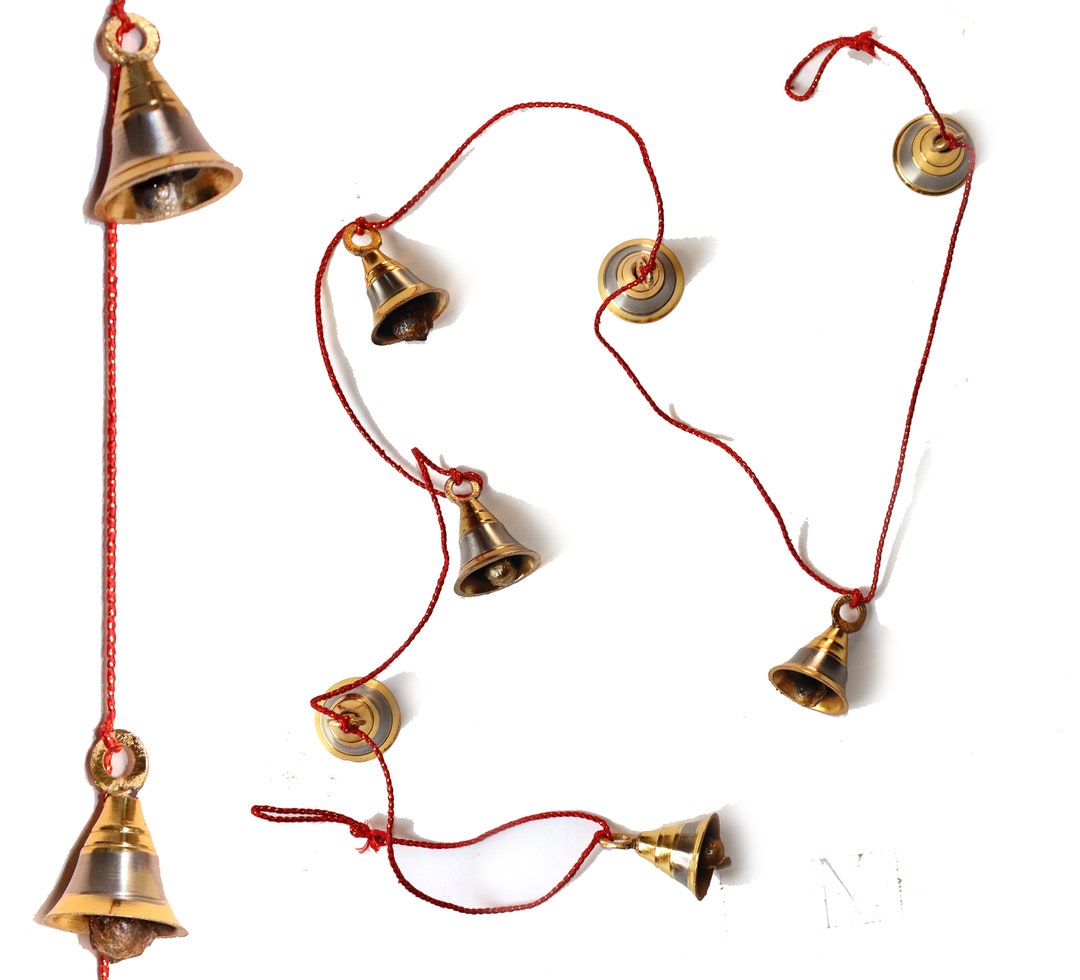 7 Brass Bells Decorative Hanging Layer Jingle Bells 48 Inch Long Bell ...