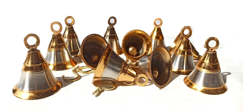 Set of 12 Solid Brass Bells With Hook: 2-inch Christmas Ornaments - Etsy
