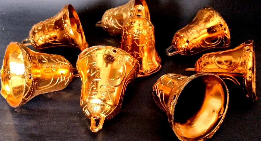 Golden Jingle Bells: 3 Inch Plastic Ornaments for DIY Crafts - Etsy