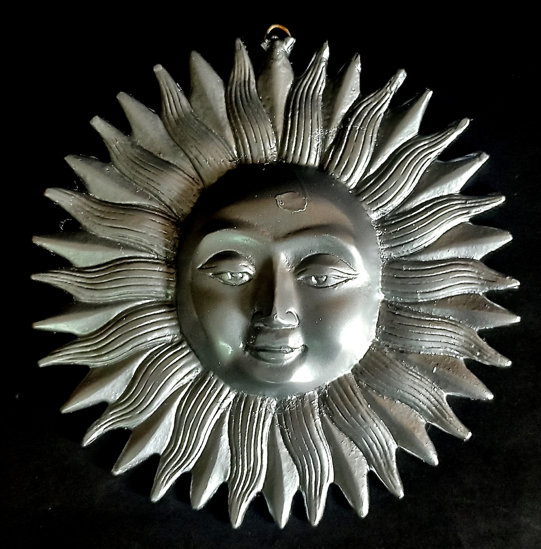 Silver Brass Moon for Home Decor Wall Hanging Golden Chand 7.5 Inch ...